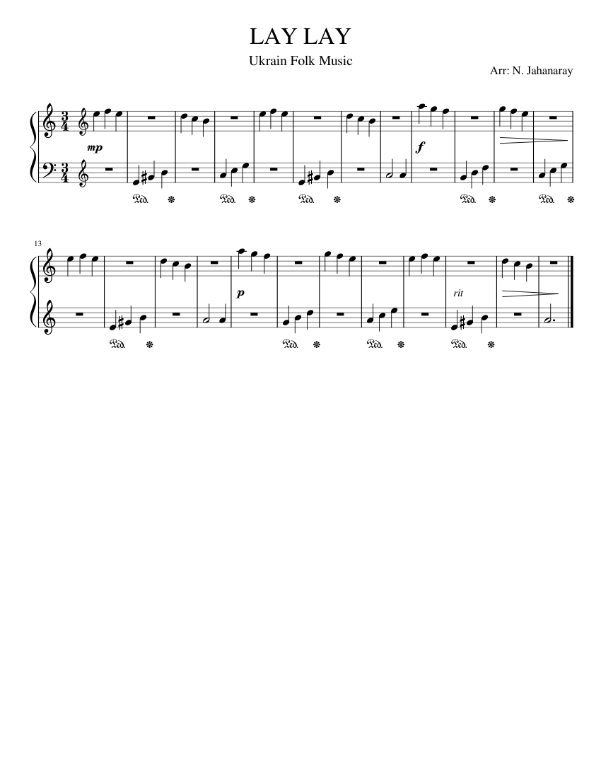 LAY LAY Sheet music for Piano (Solo) Easy | Musescore.com