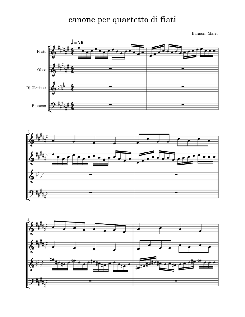 canone_e_fuga_per_quartetto_di_fiati Sheet music for Flute, Oboe ...