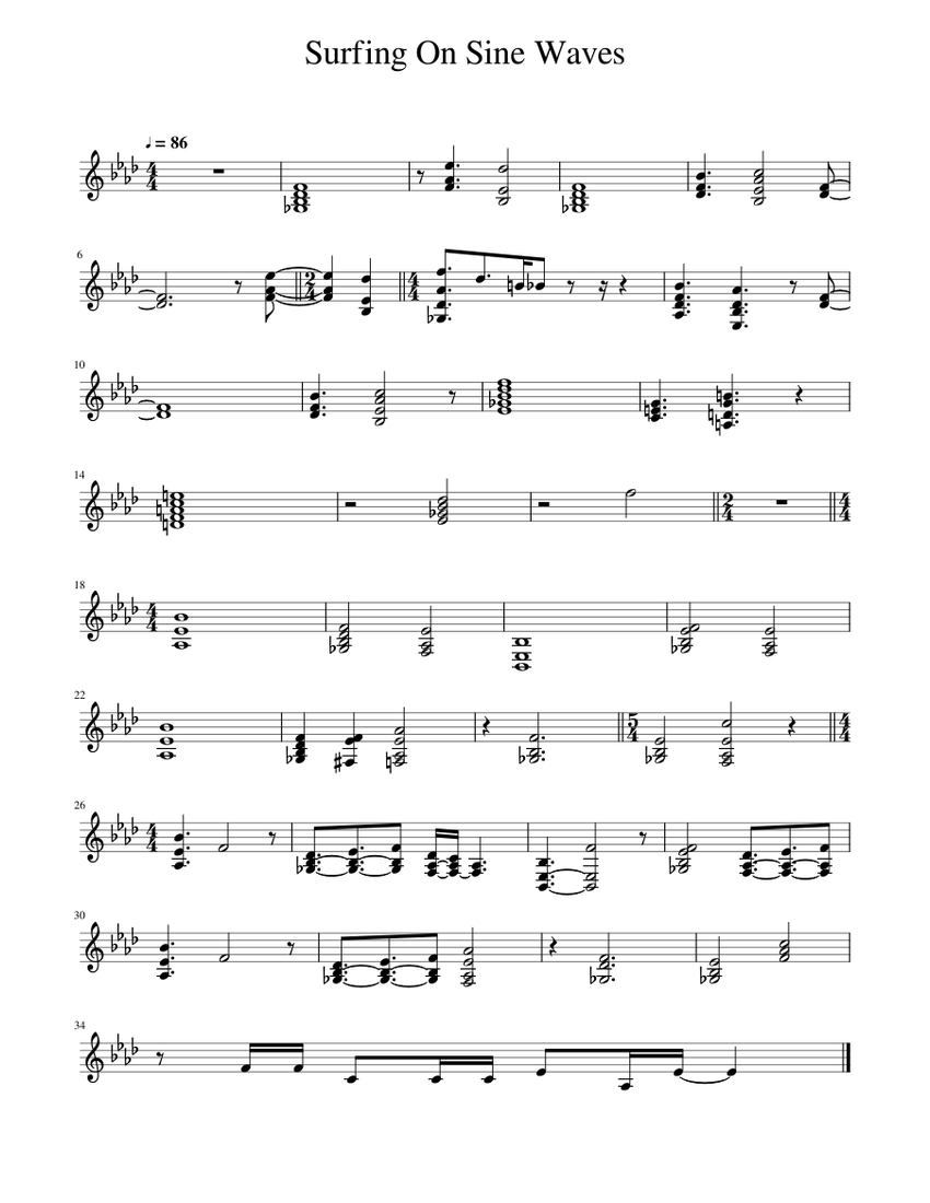 Surfing On Sine Waves Sheet Music for Piano (Solo) easy | MuseScore.com