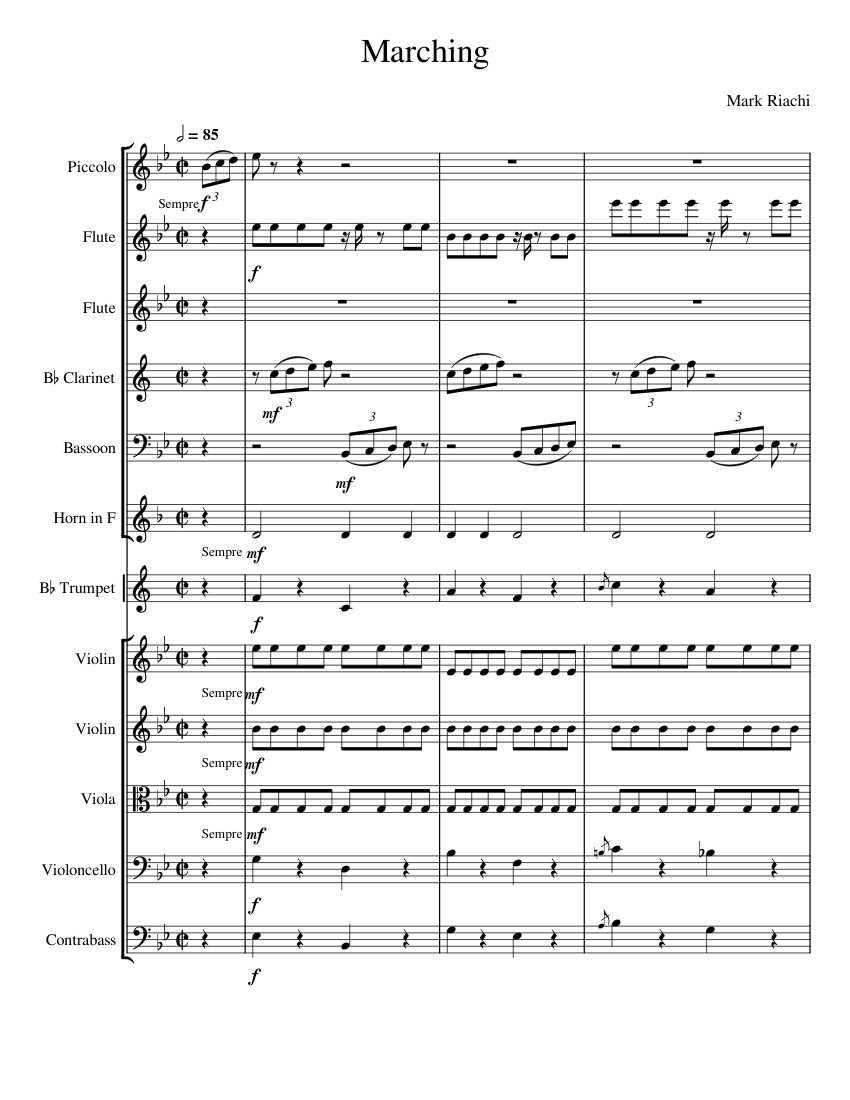 Marching Sheet music for Flute piccolo, Flute, Clarinet in b-flat ...