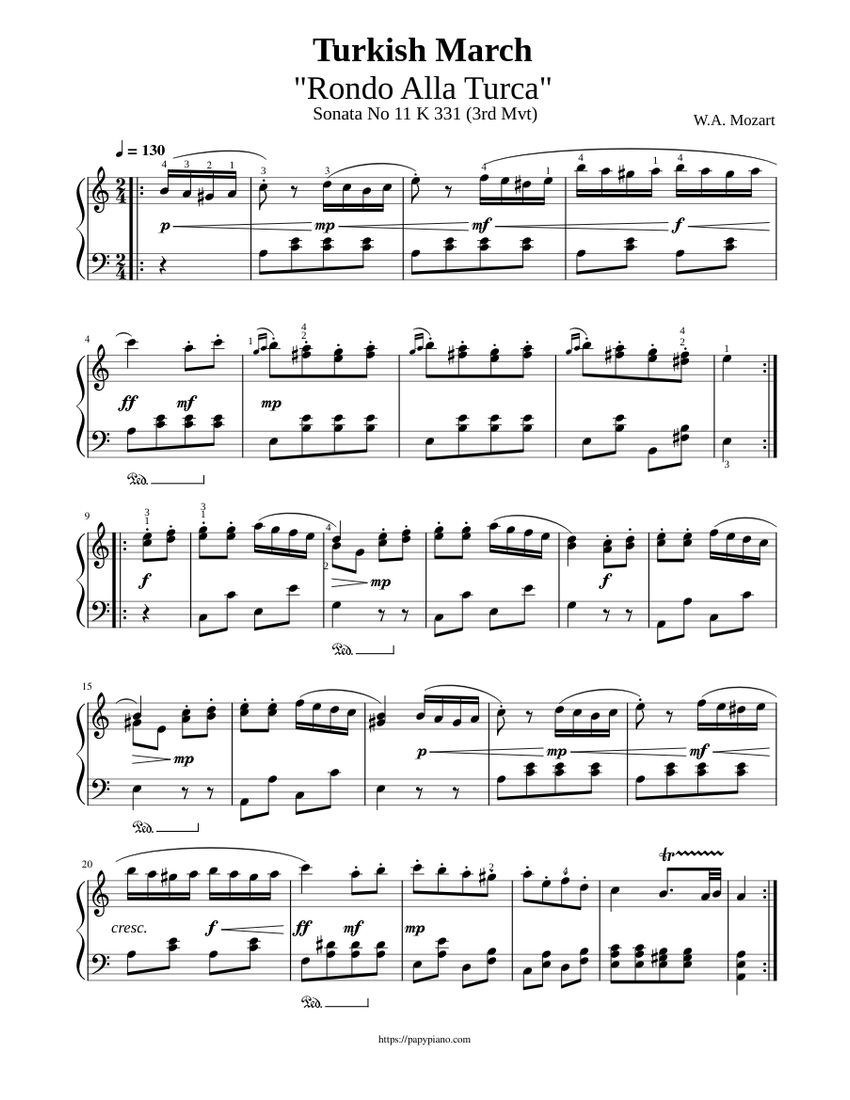 Rondo Alla Turca Modifed by me Sheet music for Piano (Solo) | Musescore.com