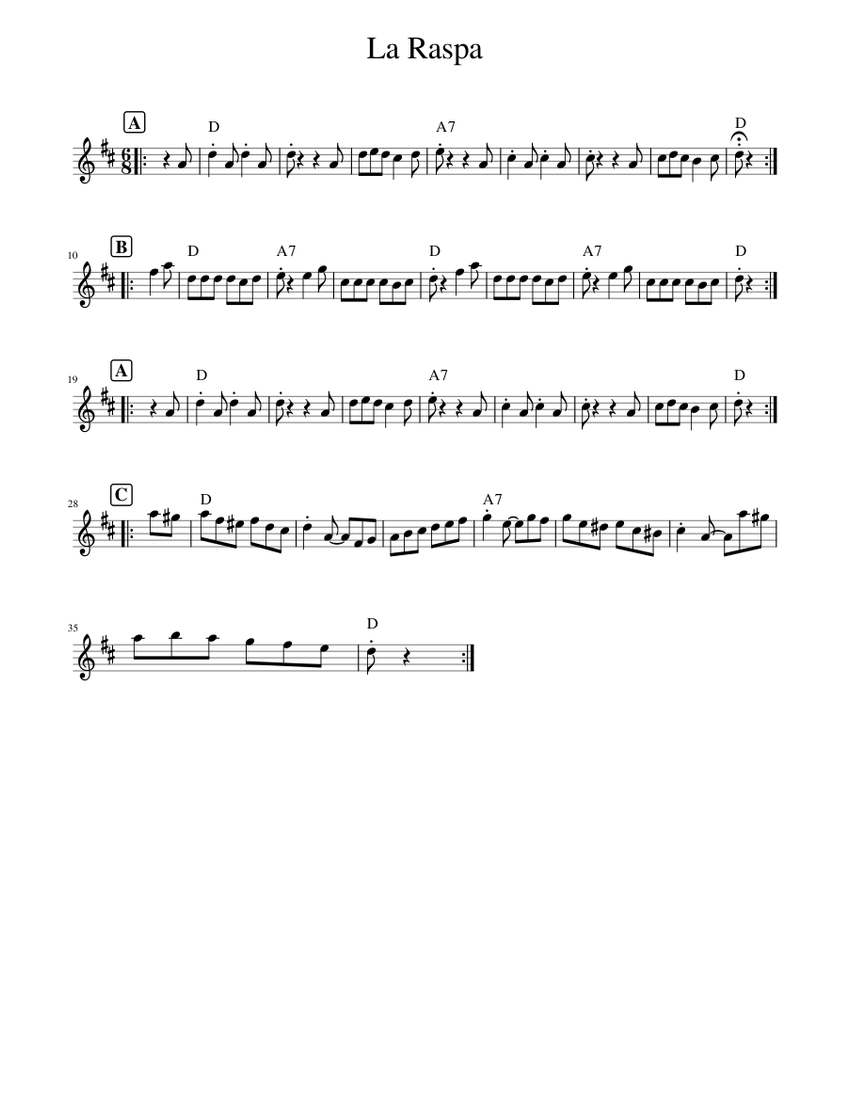 La Raspa Sheet Music with Chords for Piano (Solo) Easy | MuseScore.com