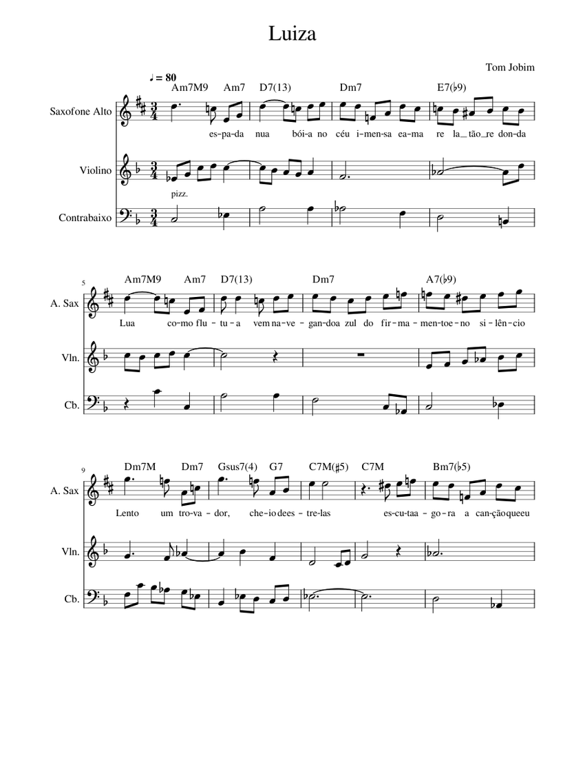 luiza Sheet music for Saxophone alto, Contrabass, Violin (Mixed Trio ...