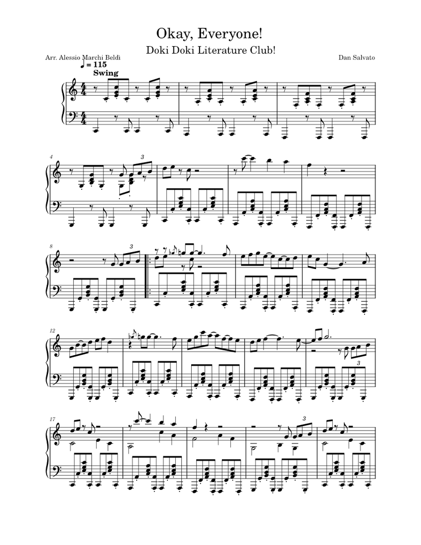 Okay, Everyone! – Dan Salvato Okay, Everyone! (DDLC) Sheet music for ...