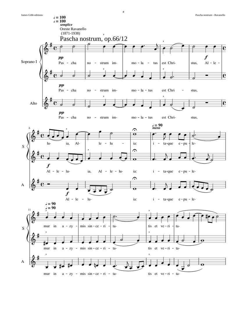 Pascha nostrum, op.66/12 - Oreste Ravanello Sheet music for Alto ...