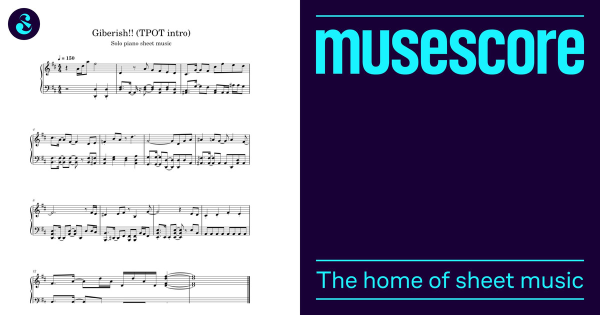 Gibberish!! (TPOT intro) Sheet music for Piano (Solo) | Musescore.com