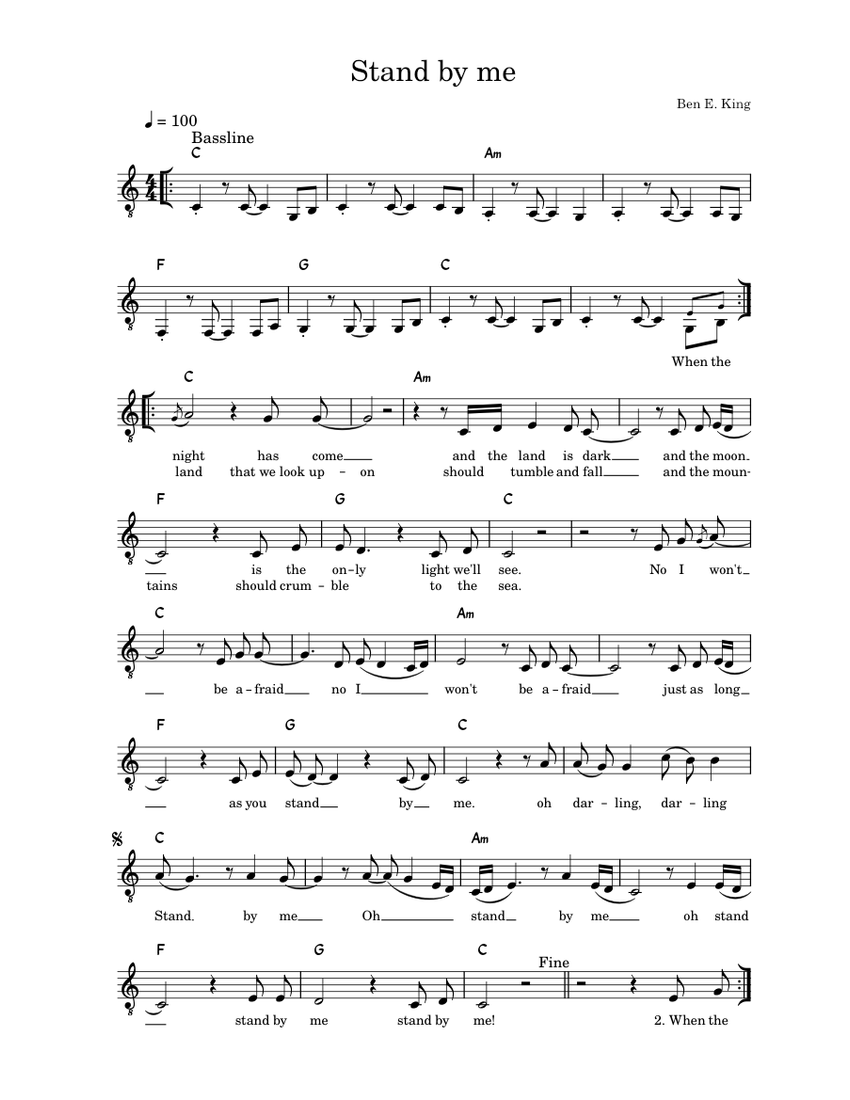 Stand by me Sheet Music with Chords for Guitar (Solo) | MuseScore.com