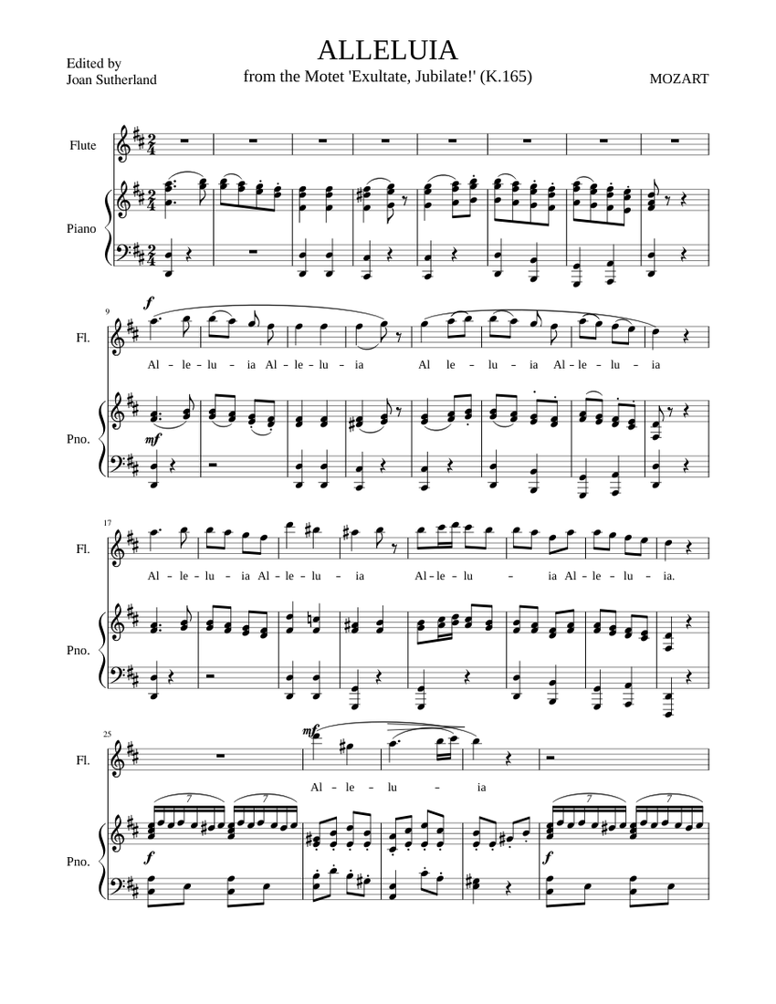 ALLELUIA Sheet Music for Piano, Flute (Solo) | MuseScore.com