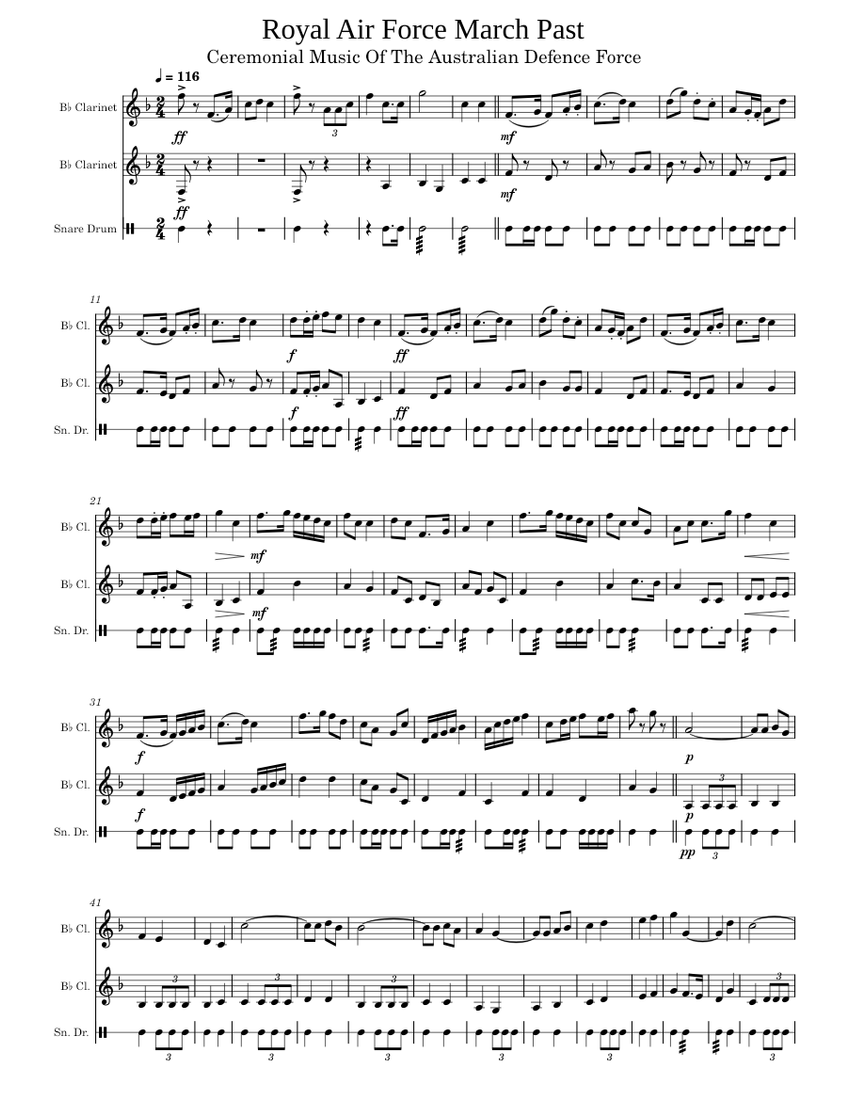 Royal Air Force March Past – Central Band of the Royal Air Force Sheet ...