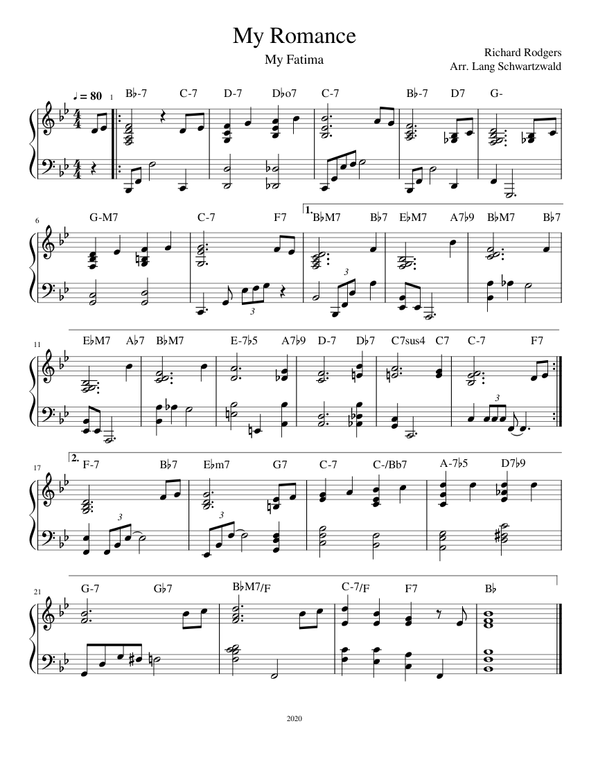 My Romance Sheet Music with Chords for Piano (Solo) Easy | MuseScore.com