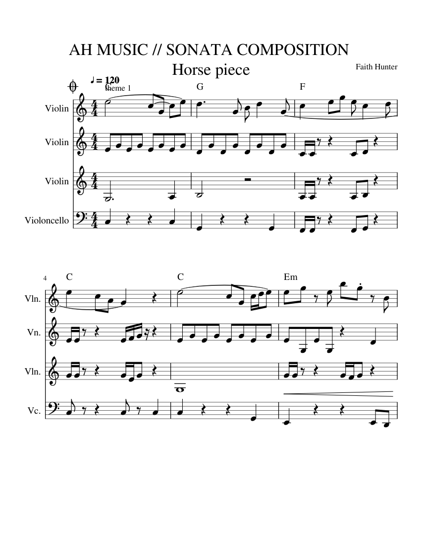 Advanced Higher Music SONATA Sheet music for Violin, Cello (Mixed ...