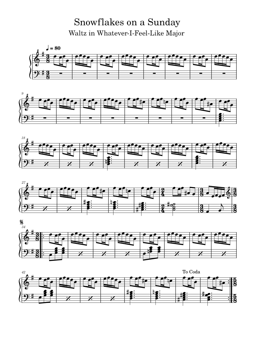 Snowflakes on a Sunday Sheet music for Piano (Solo) Easy | Musescore.com