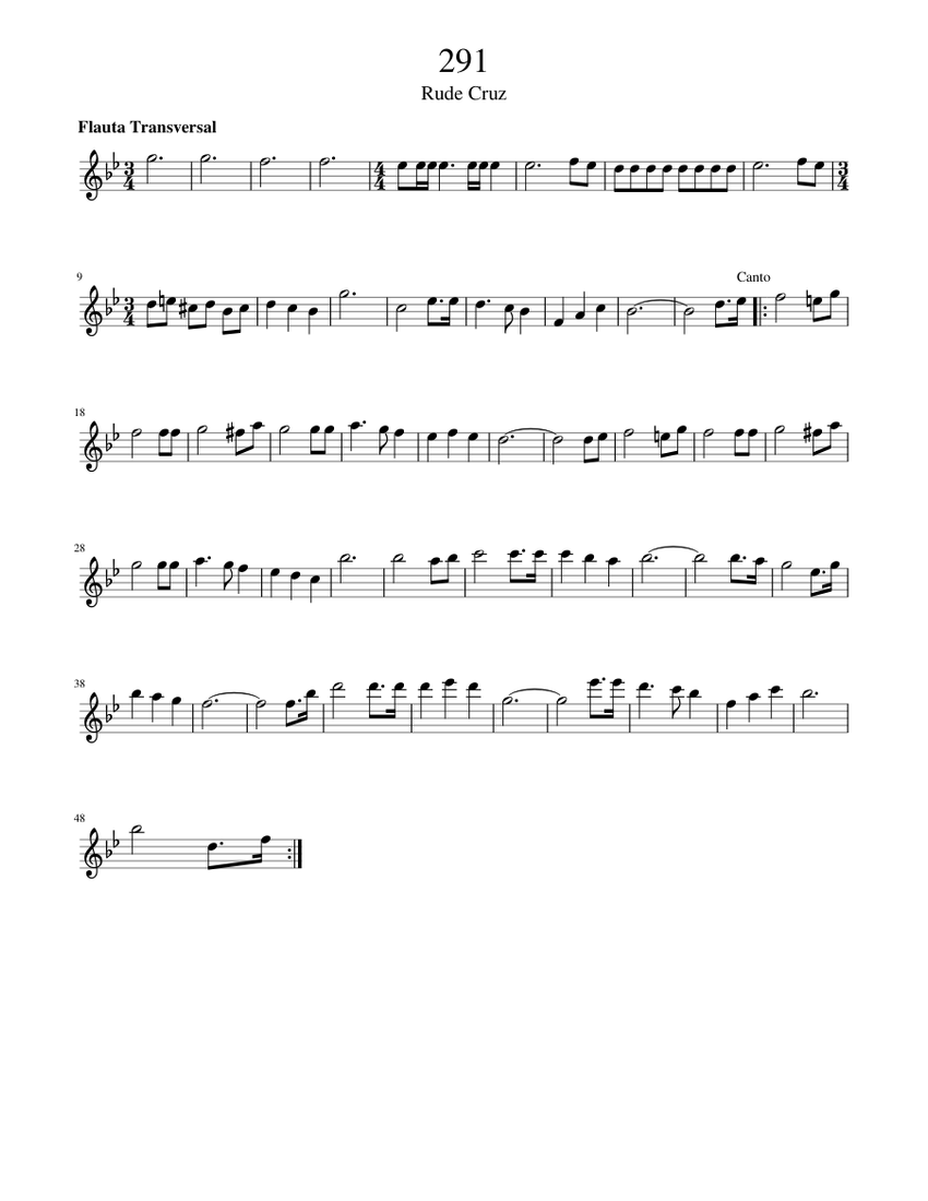 291-rude cruz Sheet music for Flute (Solo) | Musescore.com