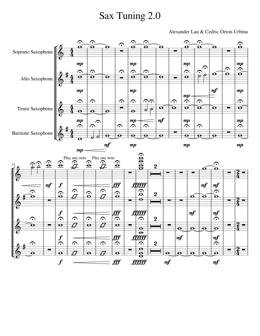 Sax Tuning 2.2 1 Sheet music for Saxophone alto, Saxophone tenor ...