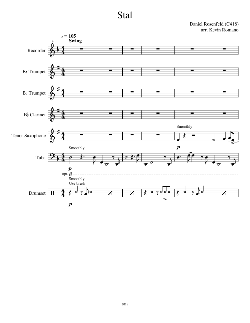 C418 - Stal (Minecraft Soundtrack) Sheet Music for Tuba, Clarinet in b ...