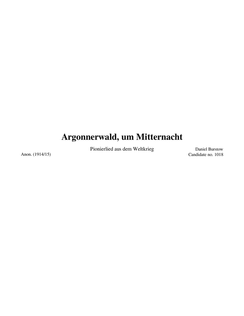 Argonnerwald, um Mitternacht Sheet music for Piano, Soprano, Alto ...