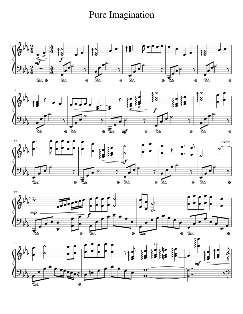 Pure Imagination Sheet Music for Piano (Solo) Easy | MuseScore.com