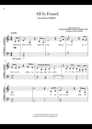 All is Found - Kristen Anderson-Lopez & Robert Lopez Sheet Music with ...
