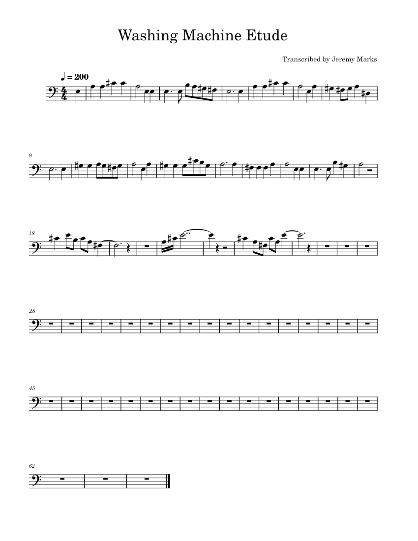 Washing Machine Etude Sheet music for Trombone (Solo) | Musescore.com
