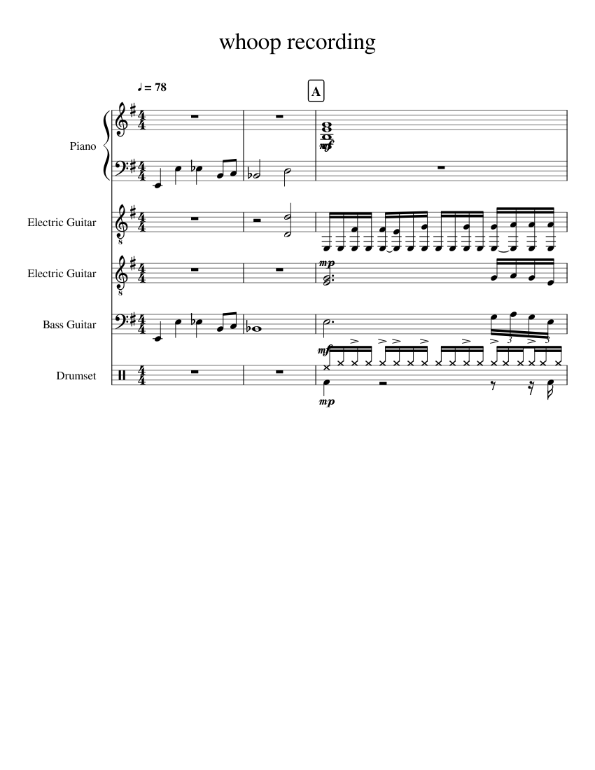 Whoop Sheet Music for Piano, Guitar, Bass guitar, Drum group (Mixed ...