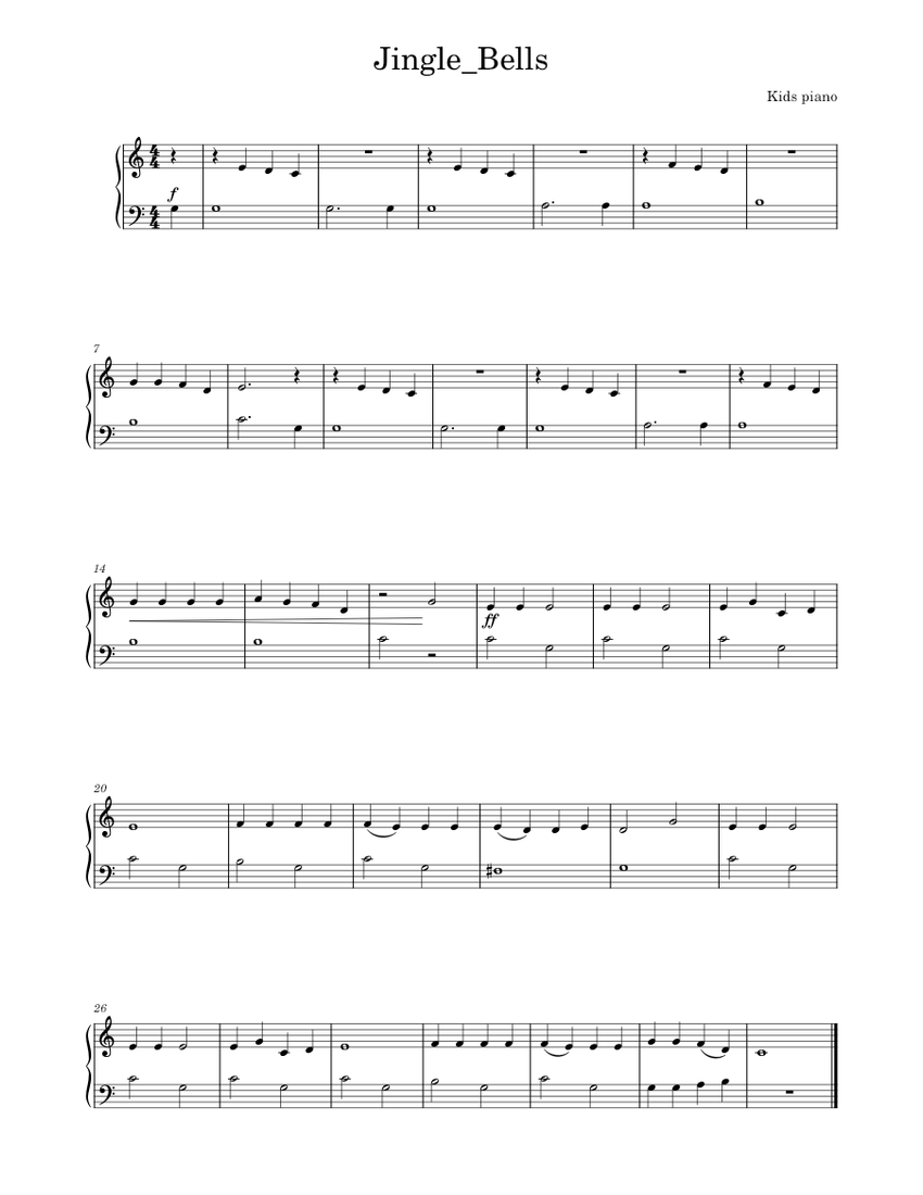Jingle Bells – kids piano Jingle Bells Sheet music for Piano (Solo ...