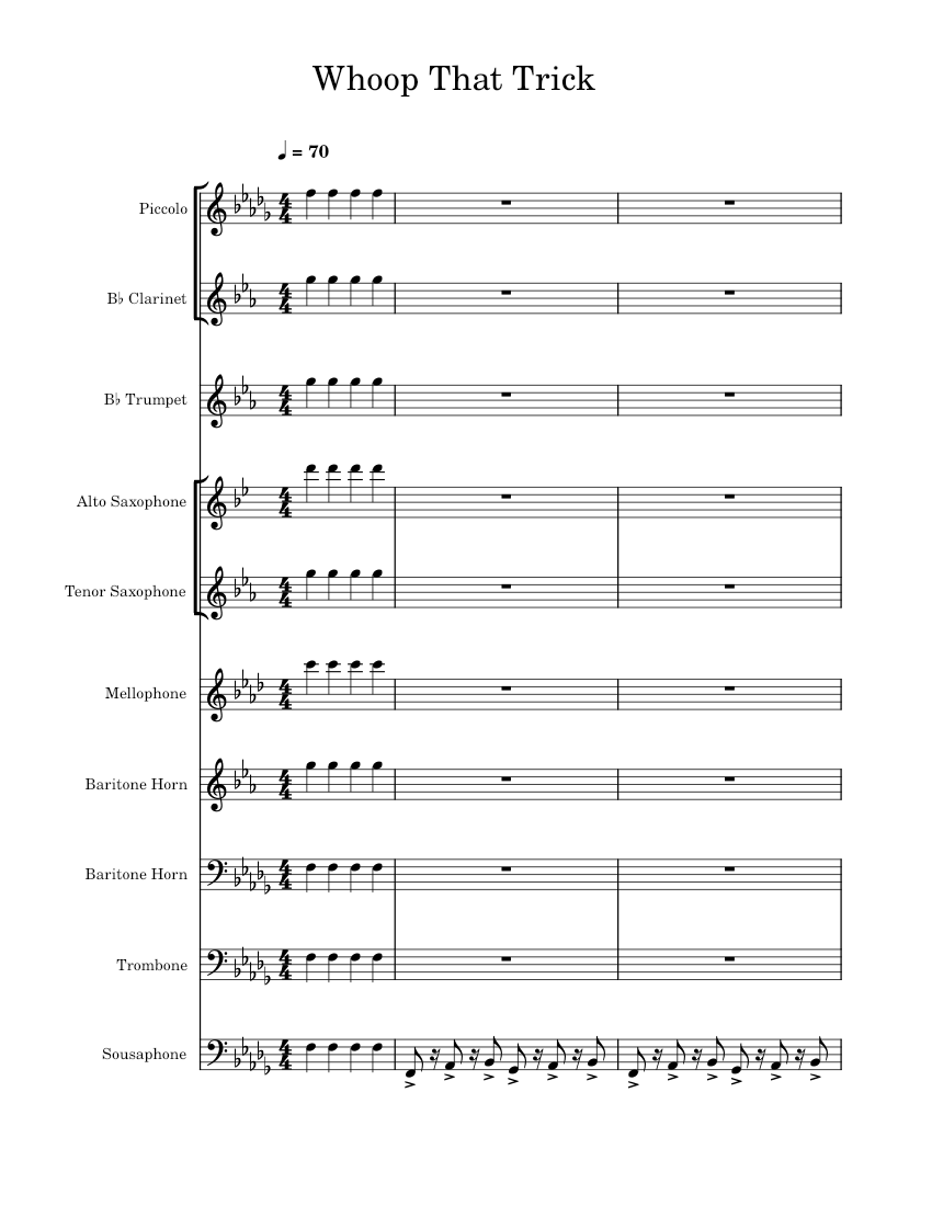 Whoop That Trick – DJay Sheet Music for Trombone, Mellophone, Flute ...