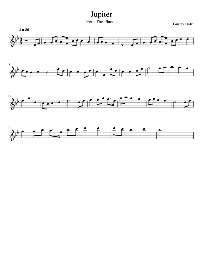 Jupiter Sheet Music for Flute (Solo) | MuseScore.com