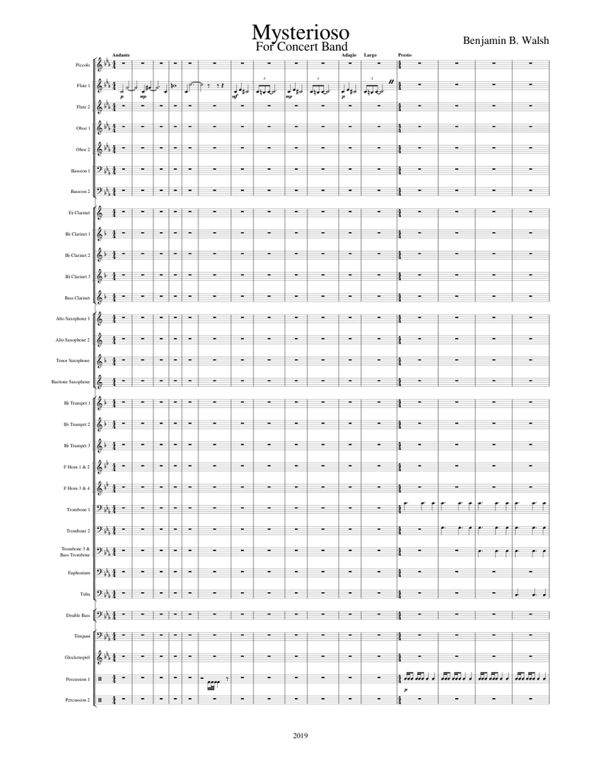 Mysterioso Sheet music for Trombone, Euphonium, Tuba, Flute piccolo ...