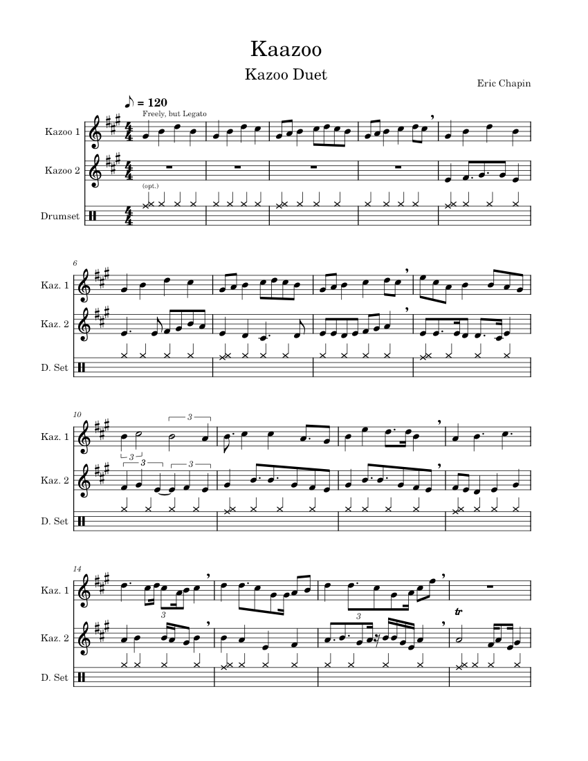 Kaazoo - Eric Chapin Sheet music for Kazoo, Drum group (Mixed Duet ...