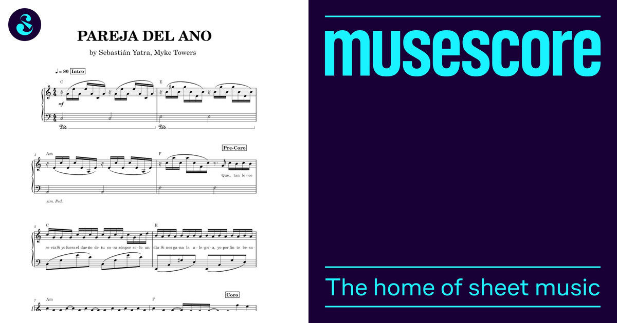 Pareja Del Año - Sebastián Yatra, Myke Towers Sheet Music for Piano ...