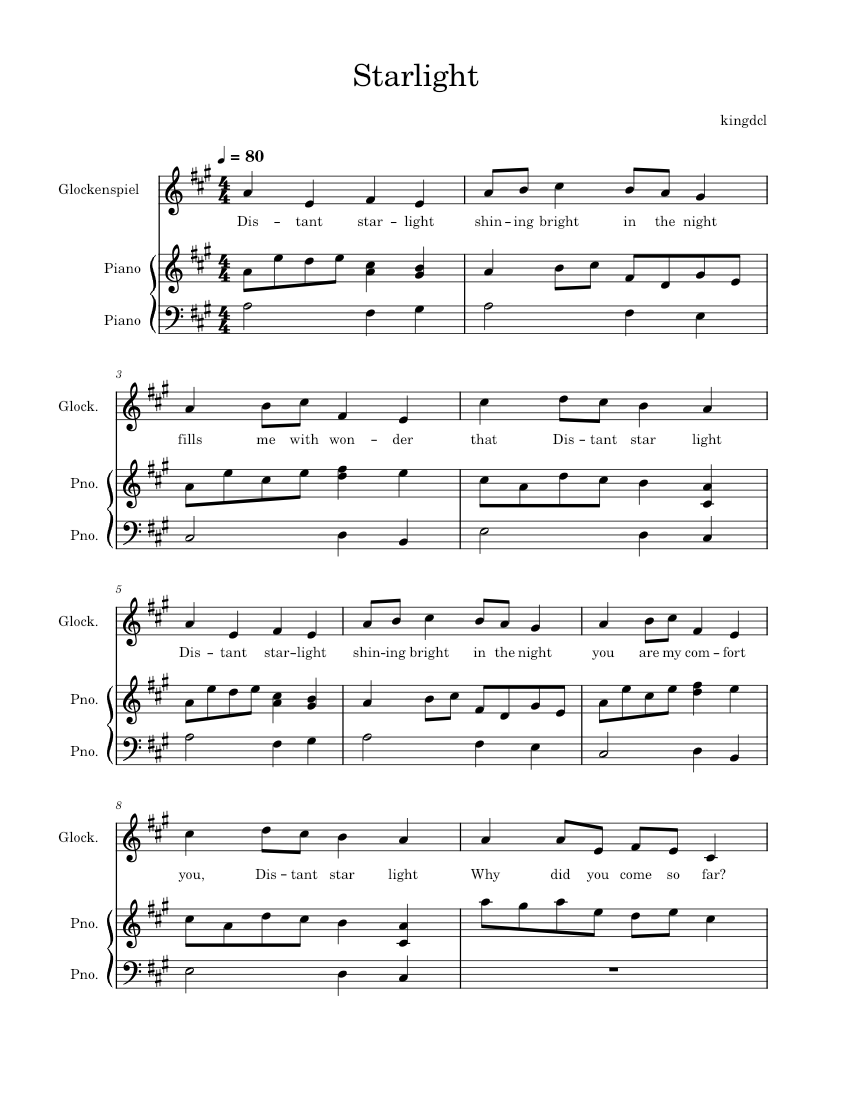 Starlight Sheet music for Piano, Glockenspiel (Piano Duo) | Musescore.com