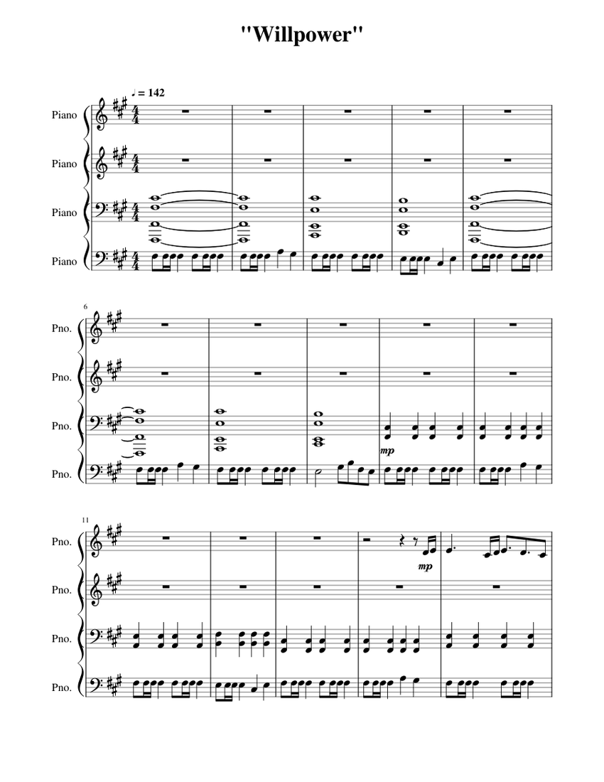 Willpower Sheet music for Piano (Mixed Quartet) | Musescore.com