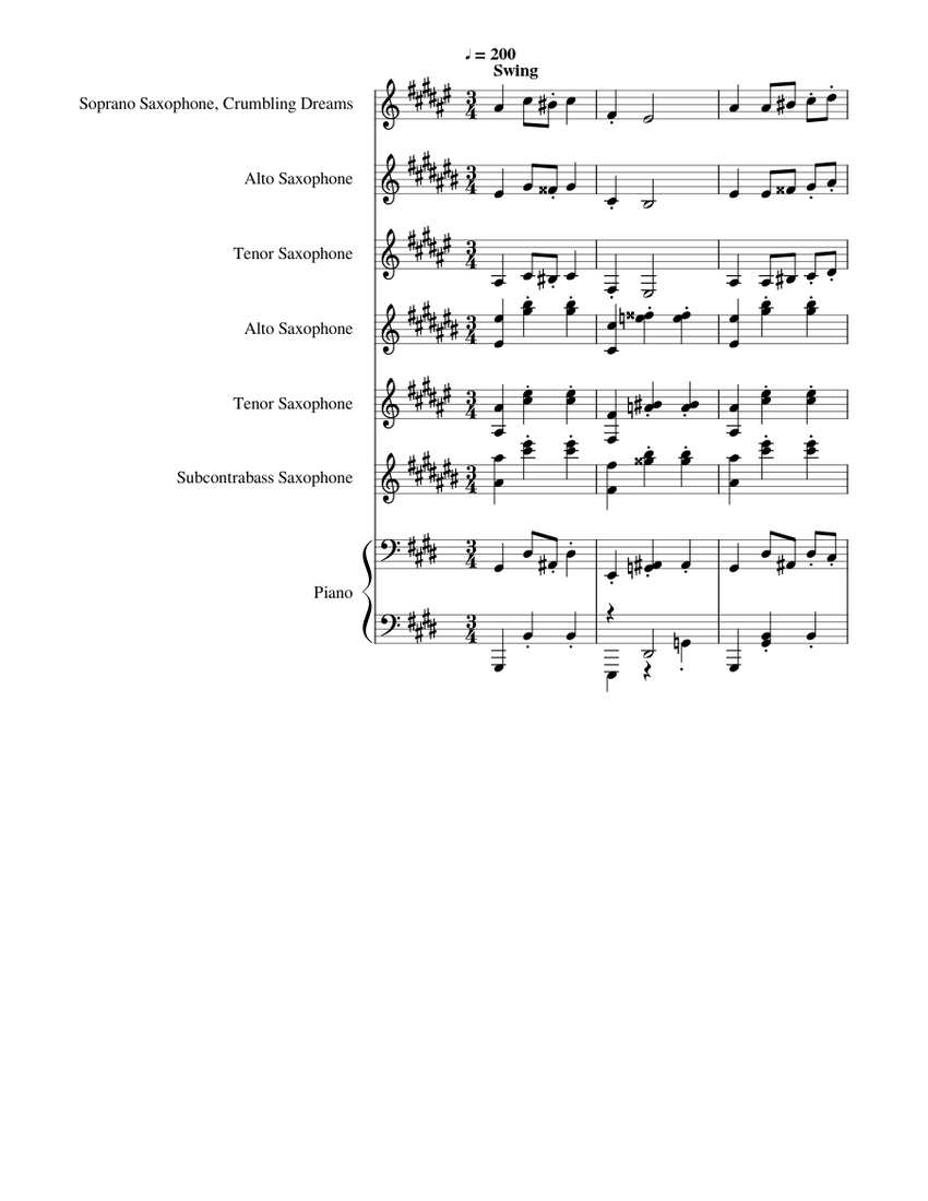 Crumbling Dreams but it's swung Sheet Music for Piano, Saxophone alto ...