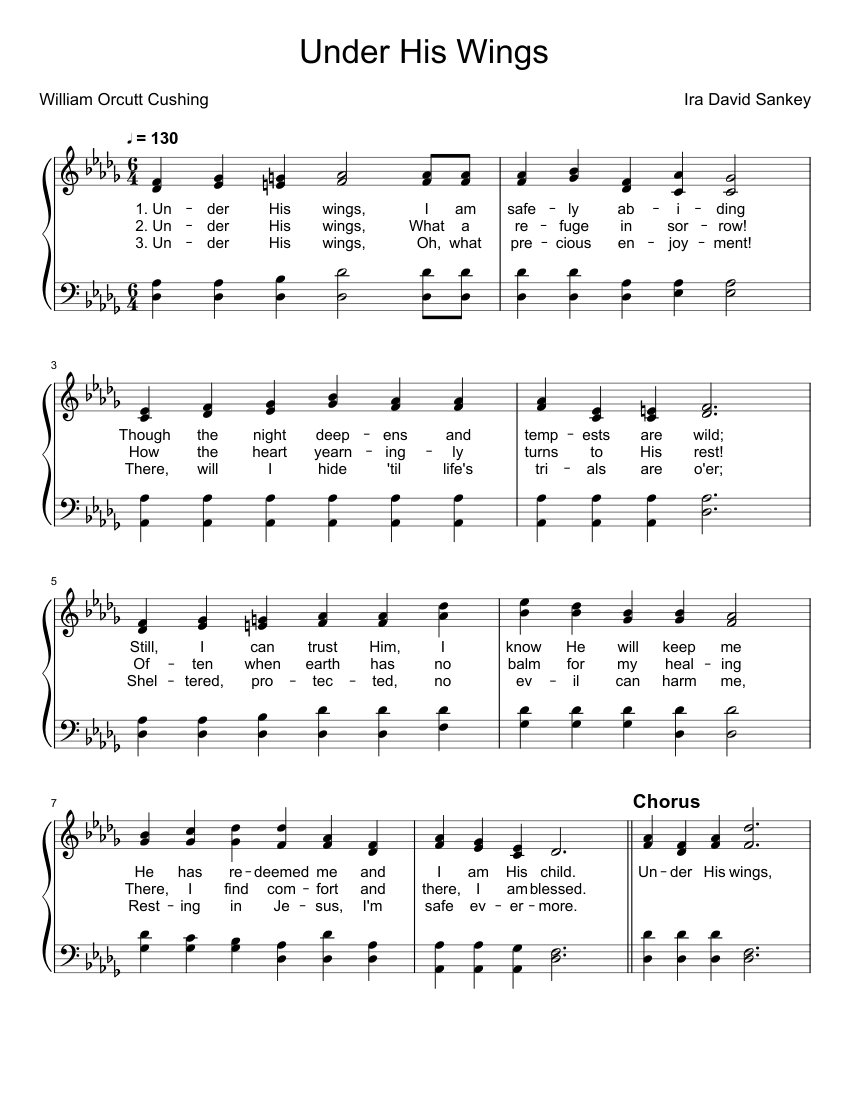 Under His Wings Sheet Music for Piano (Solo) easy | MuseScore.com
