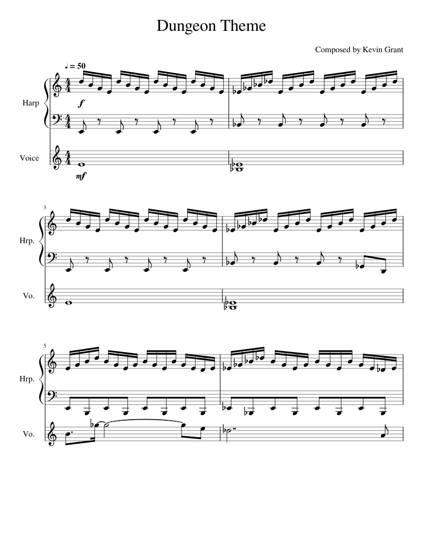 Dungeon Theme Sheet music for Vocals, Harp (Mixed Duet) | Musescore.com