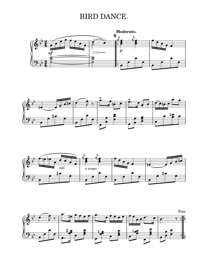 Bird Dance (The French Maid) – Walter Slaughter Sheet music for Piano ...