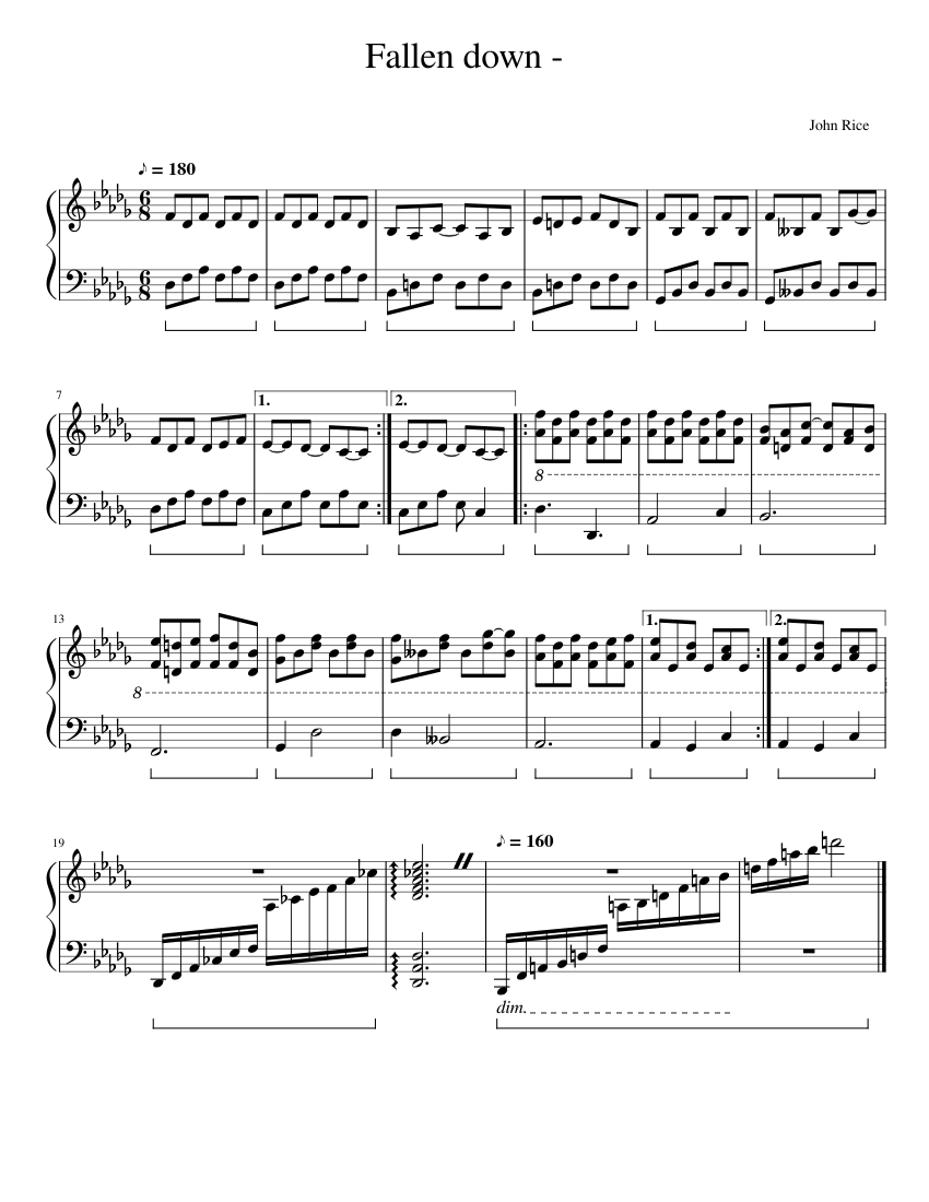 Fallen down - Undertale Arrangement Sheet music for Piano (Solo ...