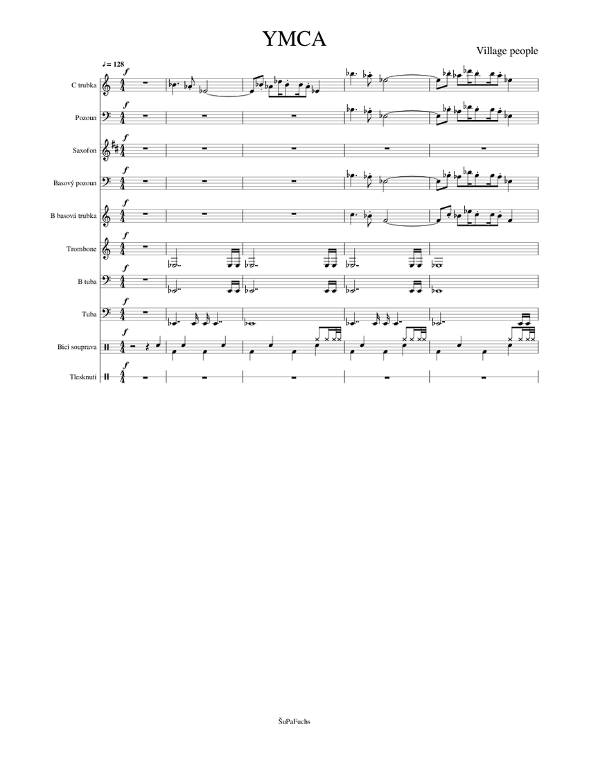 YMCA Sheet Music for Trombone, Tuba, Trombone bass, Trumpet bass & more ...