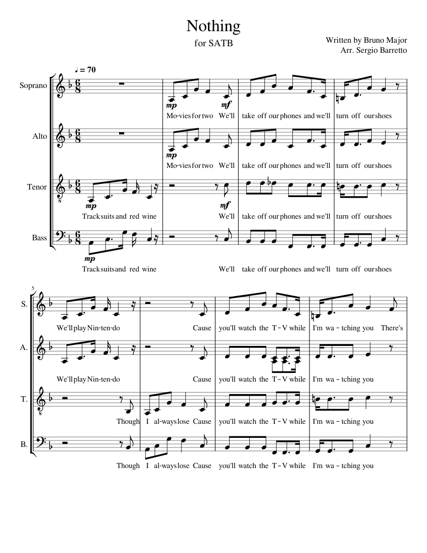 Nothing SATB Sheet Music for Piano (Mixed Quintet) | MuseScore.com