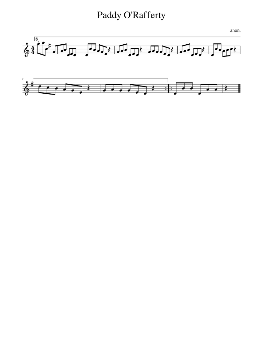 Paddy O'Rafferty Sheet music for Piano (Solo) Easy | Musescore.com