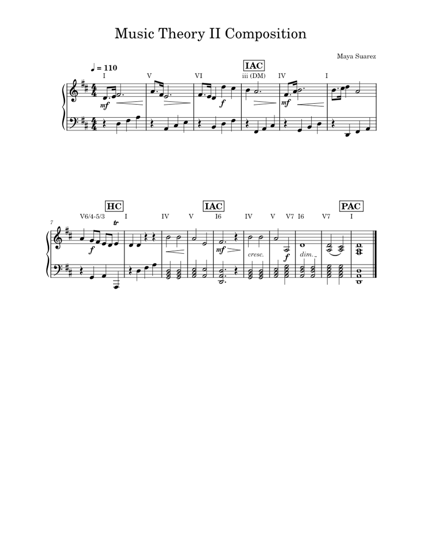 Music Theory II Original Composition - Maya Suarez Sheet music for ...