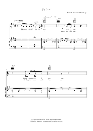 Play Official version of Fallin' Sheet Music by Alicia Keys for Vocals ...