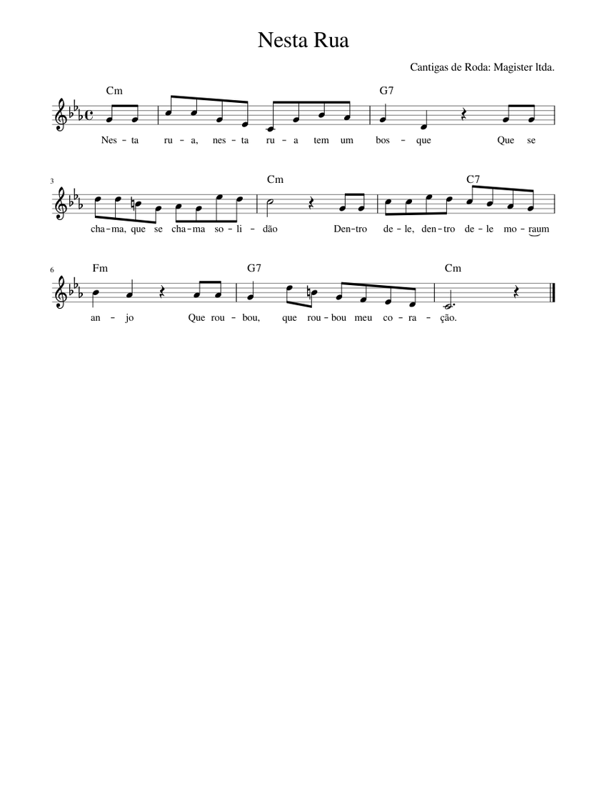 Nesta Rua - Atividade de Arranjos didáticos 2017. 2 Sheet music for ...