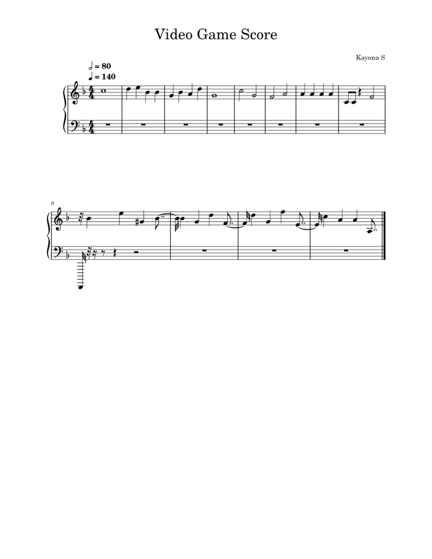 Video Game Score - piano tutorial
