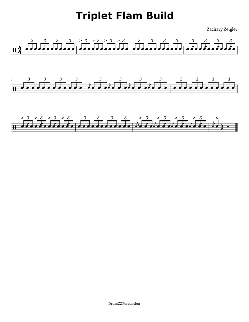 Triplet_Flam_Build Sheet music for Snare drum (Solo) | Musescore.com