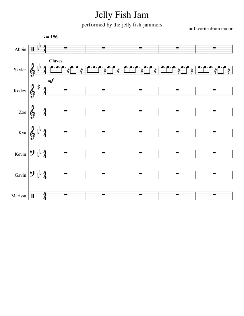 Jelly Fish Jam Sheet music for Trombone, Soprano, Tuba, Saxophone alto ...
