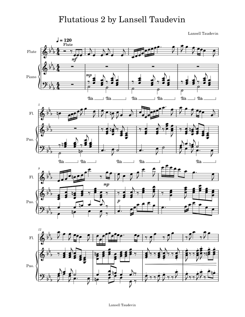 Flutatious_2_by_Lansell_Taudevin Sheet music for Piano, Flute (Mixed ...