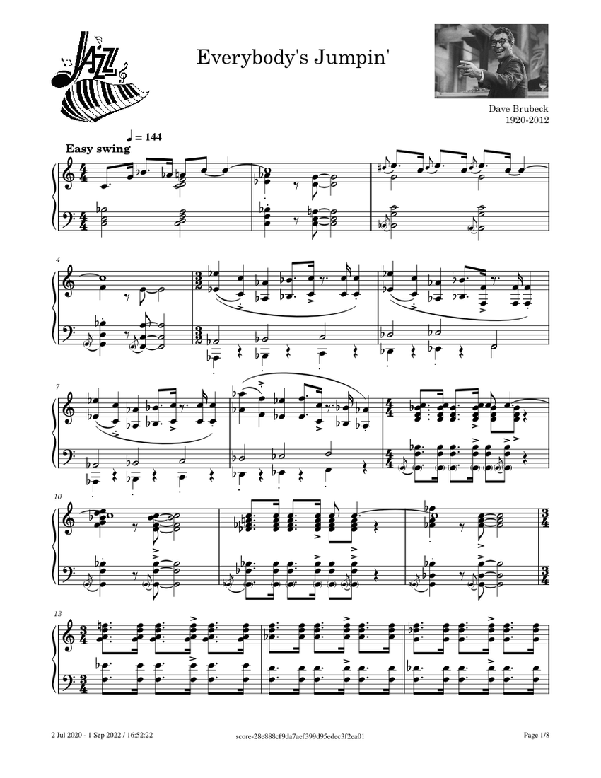 Everybody's Jumpin' – Dave Brubeck Sheet music for Piano (Solo ...