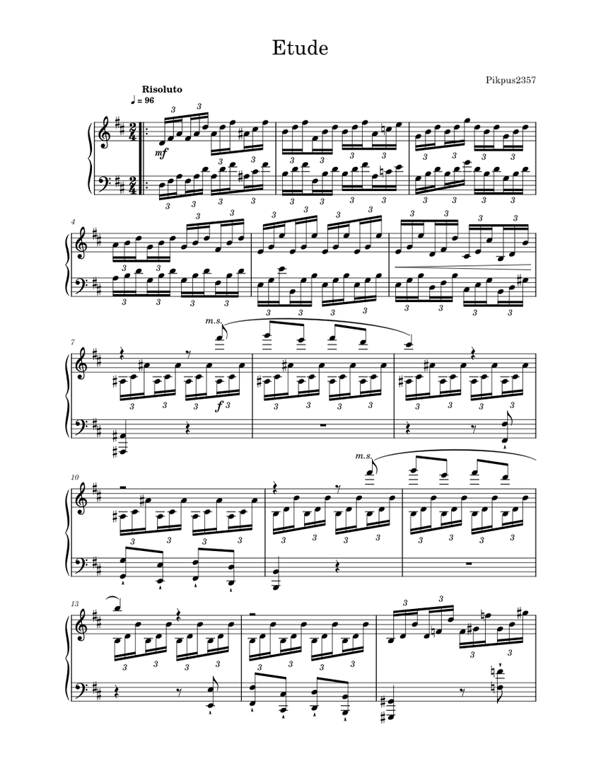 Etude in D - Pikpus2357 Sheet music for Piano (Solo) | Musescore.com