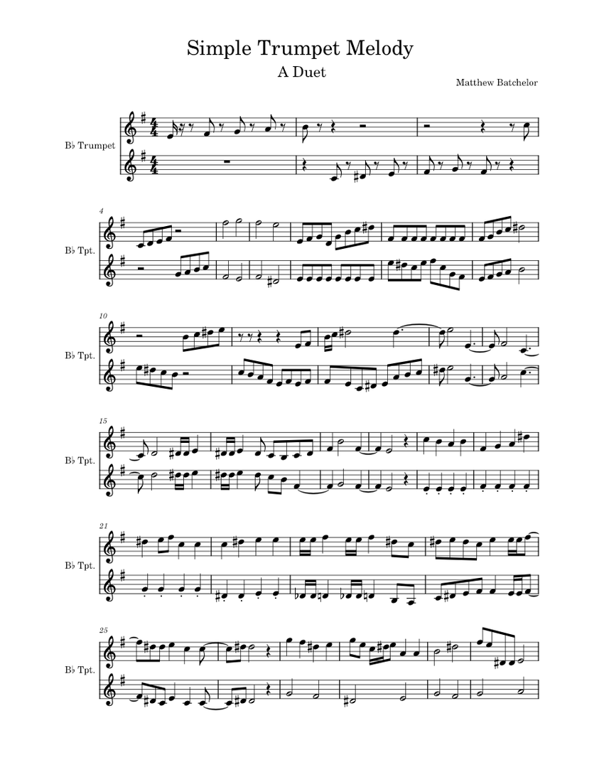 Simple Trumpet Melody3 Sheet music for Trumpet in b-flat (Solo ...
